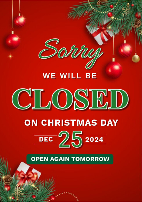 Copy of Christmas closed template | PosterMyWall