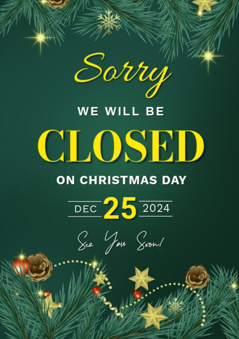 Christmas closed template | PosterMyWall