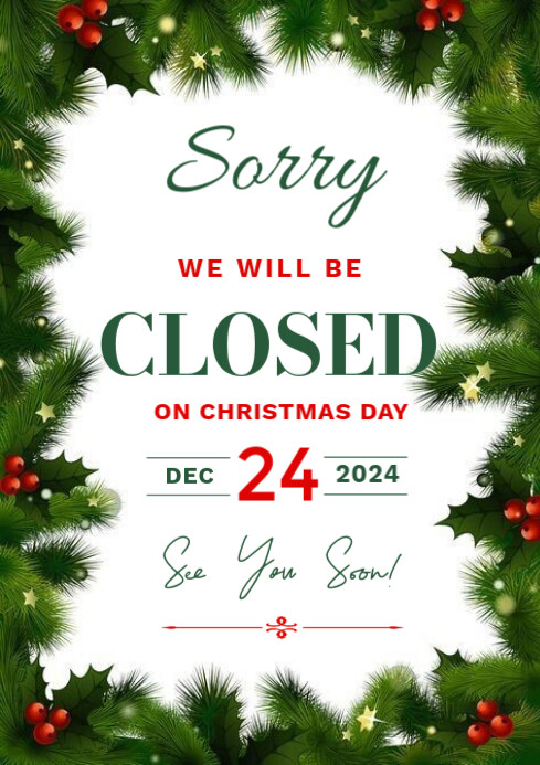 Christmas closed template | PosterMyWall