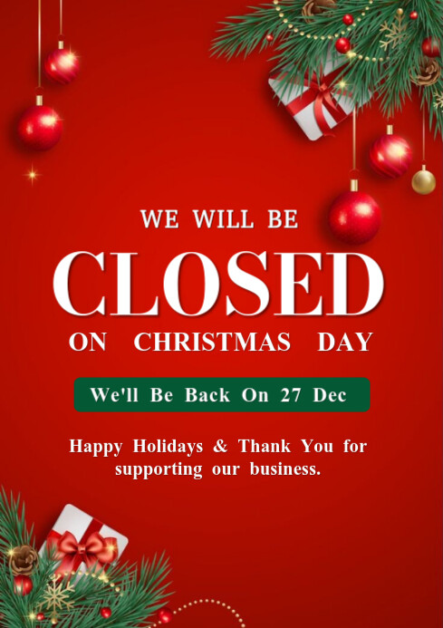 Copy of Christmas closed template | PosterMyWall