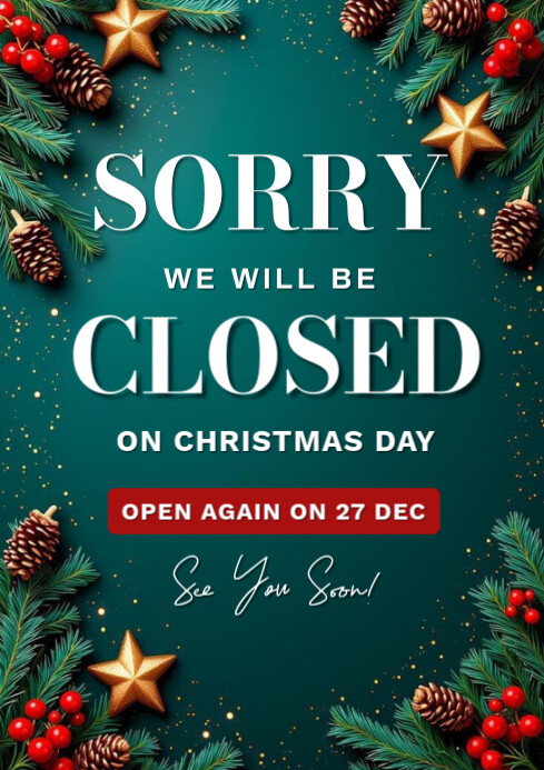 Christmas closed template | PosterMyWall