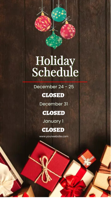 Copy of Christmas Closure Dates, Holiday Schedule (1) | PosterMyWall