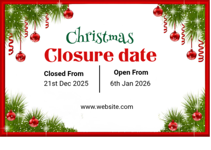 Christmas closure dates Template | PosterMyWall