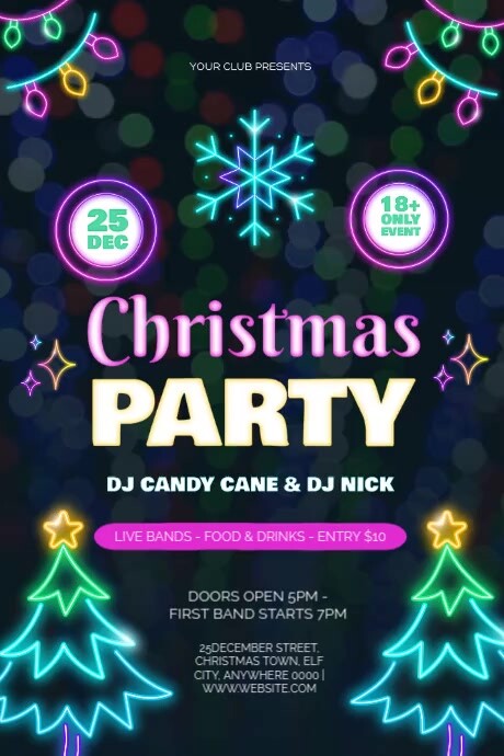 christmas club party video flyer poster template | PosterMyWall