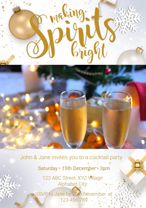 Christmas Cocktail Party Invitation Template | PosterMyWall