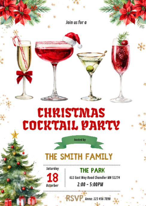 Christmas Cocktail Party Invitation Template | PosterMyWall