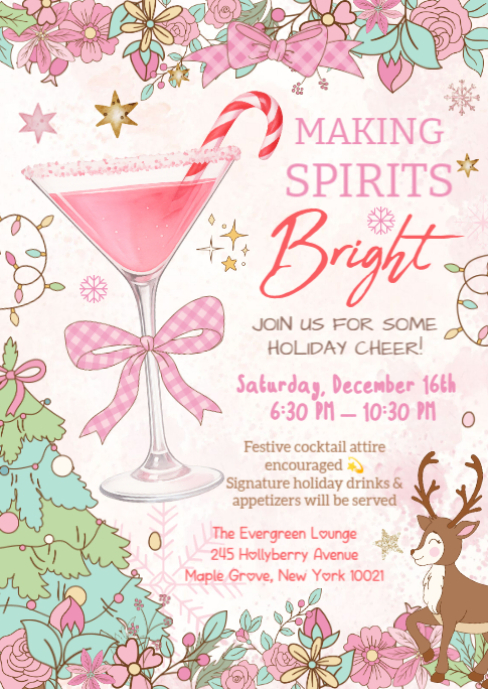Christmas Cocktail Party Invitation Template | PosterMyWall