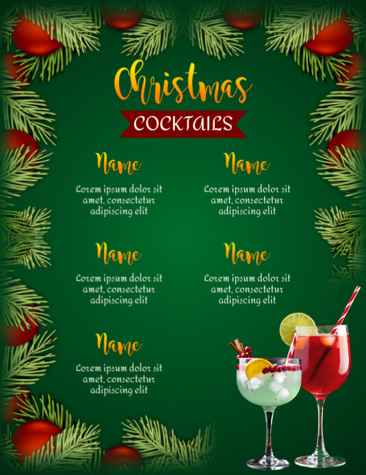Christmas Cocktails Drinks Bar Menu Template Design | PosterMyWall