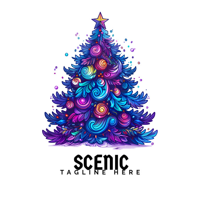 Christmas Colorful Tree Logo Template | PosterMyWall