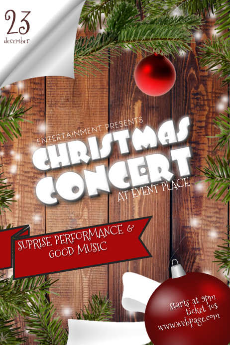 Christmas Concert Flyer Template 3d | PosterMyWall