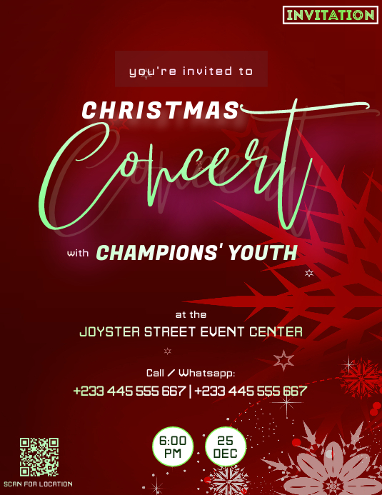 CHRISTMAS CONCERT SERVICE FLYER POSTER Template | PosterMyWall