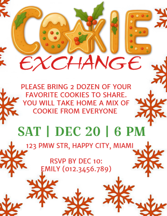 Christmas Cookie Exchange Flyer – Fun Holiday Party Invitation Template ...
