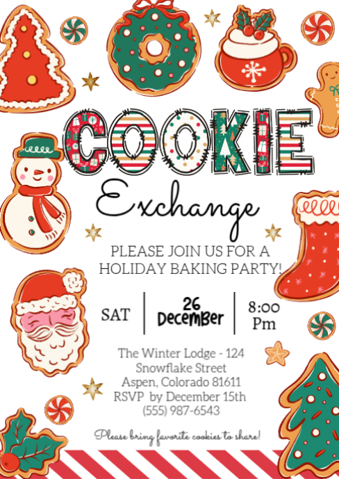 Christmas Cookie Exchange Invitation Template | PosterMyWall