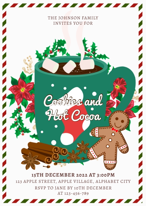Christmas Cookies and Cocoa Party Invitation Template | PosterMyWall