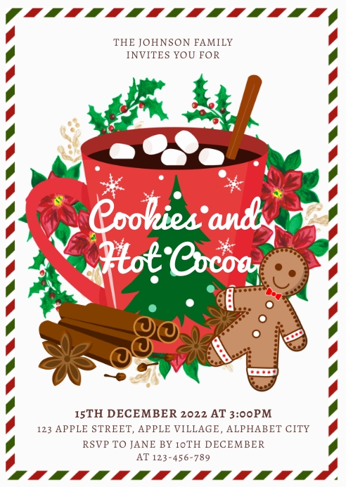 Christmas Cookies and Cocoa Party Invitation Template | PosterMyWall