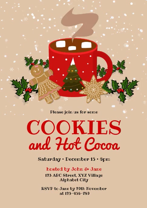 Christmas Cookies and Hot Cocoa Invitation Template | PosterMyWall