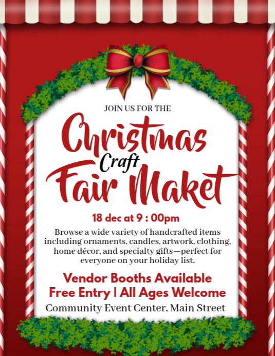 Christmas Craft Market Flyer Template | PosterMyWall