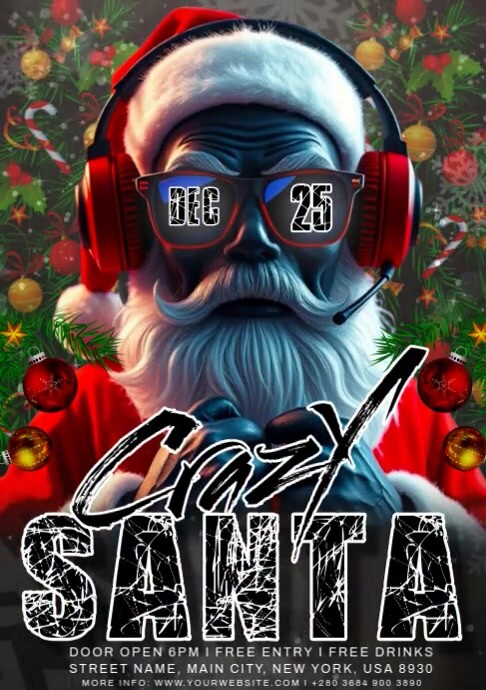Christmas Crazy Santa Template | PosterMyWall