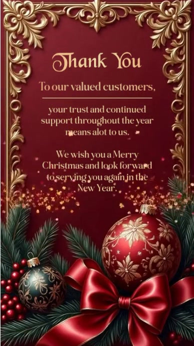 Christmas Customer Appreciation Poster Template | Thank You Holiday ...
