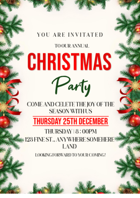 Plantilla de christmas day dinner invite invitation template | PosterMyWall