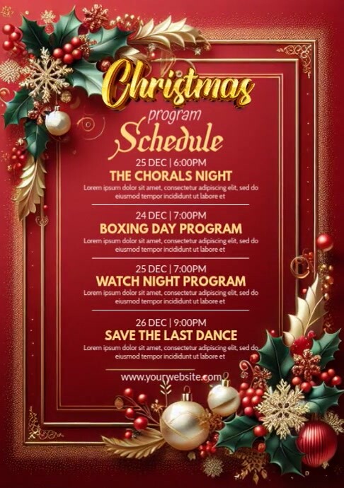 Christmas Day Event Schedule Flyer Template | PosterMyWall