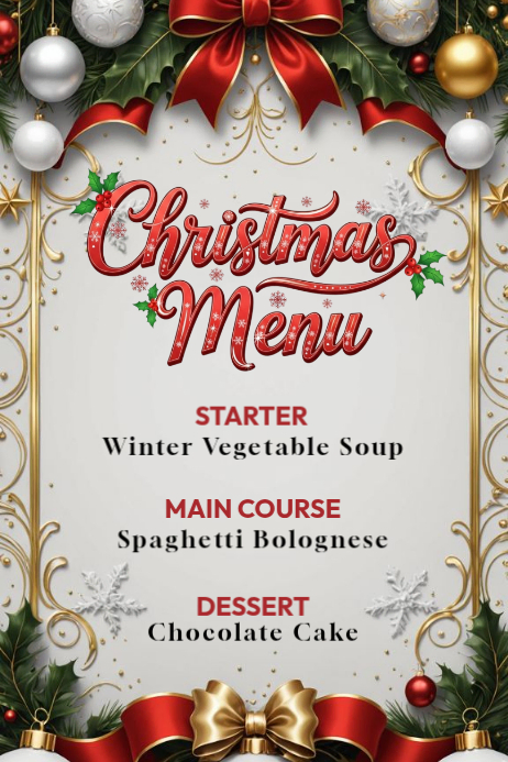 Christmas Day Menu Ads Template | PosterMyWall