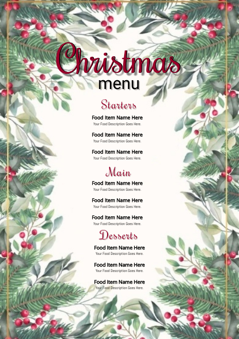 CHRISTMAS Day Restaurant Menu Template | PosterMyWall