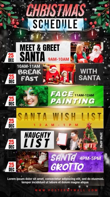 Christmas Day Schedule Template | PosterMyWall
