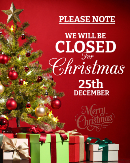 Christmas Day Shop Closed Notice Template | PosterMyWall