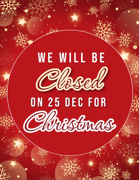 CHRISTMAS DAY SHOP CLOSED NOTICE TEMPLATE | PosterMyWall