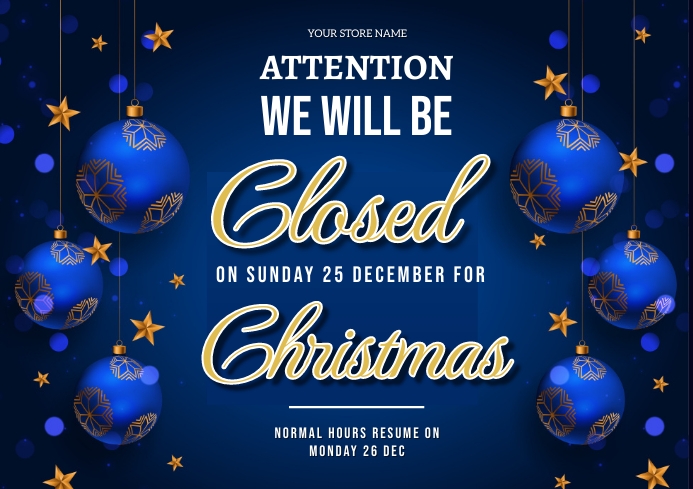 CHRISTMAS DAY SHOP CLOSED NOTICE TEMPLATE | PosterMyWall