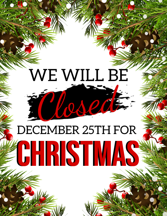 CHRISTMAS DAY SHOP CLOSED NOTICE TEMPLATE | PosterMyWall