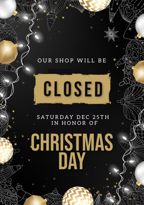 CHRISTMAS DAY SHOP CLOSED NOTICE TEMPLATE | PosterMyWall