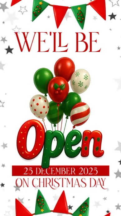 christmas day shop OPEN notice template | PosterMyWall