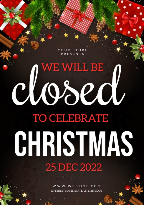 Templat Tutup Toko Hari Natal | PosterMyWall