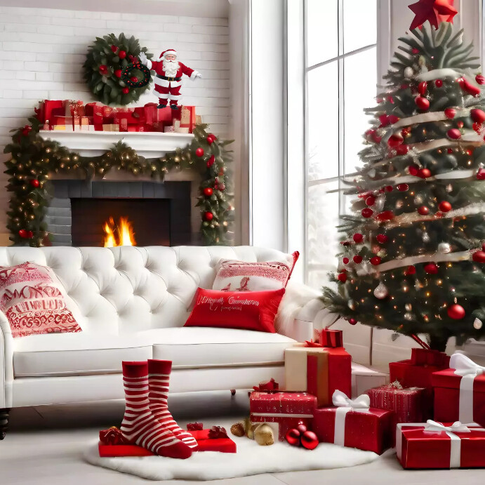 Plantilla de Christmas decorated room, Xmas | PosterMyWall