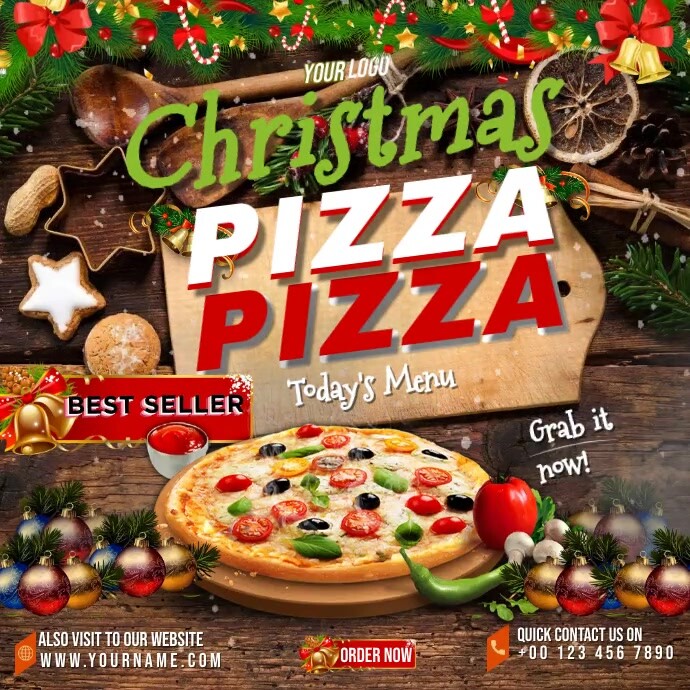 Copy of Christmas Delicious Pizza (1) | PosterMyWall