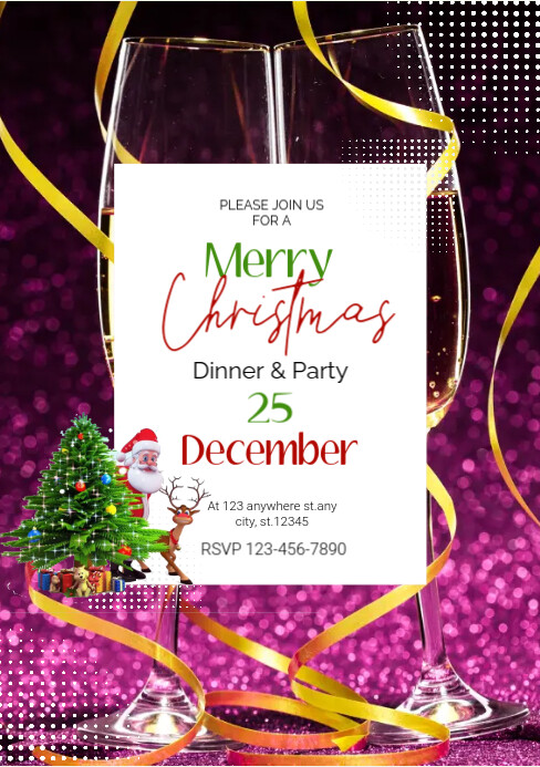 Christmas Dinner & Party Invitation Template | PosterMyWall