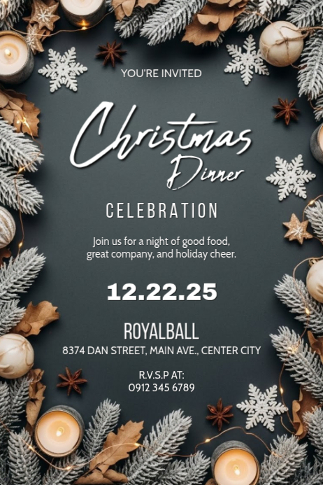 Christmas Dinner Celebration Invitation Template | PosterMyWall