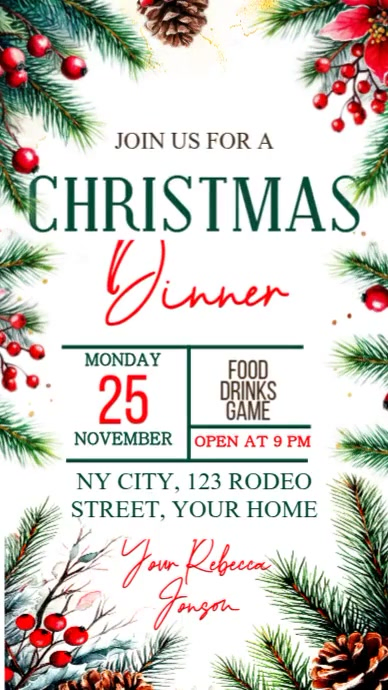 Christmas Dinner Template | PosterMyWall