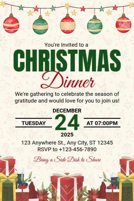 Christmas Dinner Template | PosterMyWall