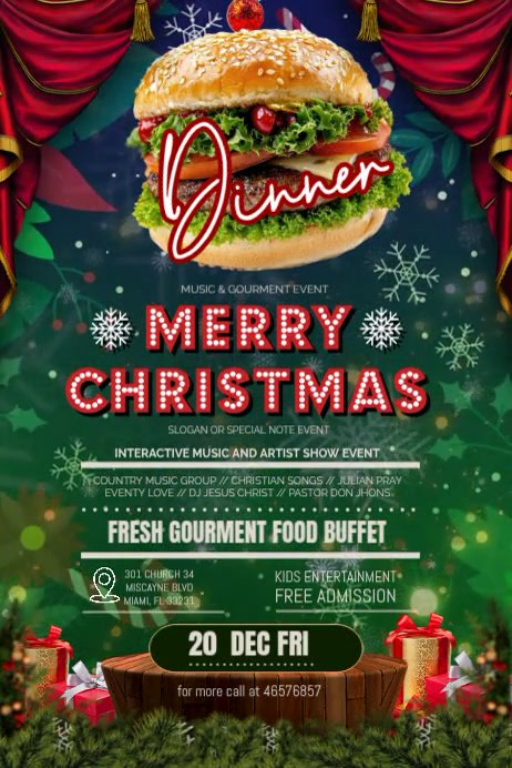 christmas dinner Template | PosterMyWall