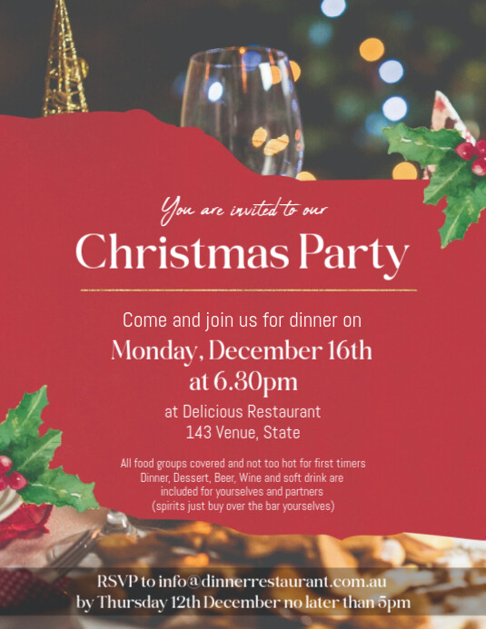 Christmas Dinner Flyer Template | PosterMyWall