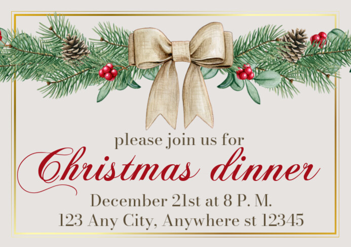 Christmas dinner invitation card Template | PosterMyWall