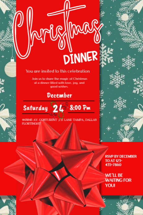 Christmas dinner invitation celebration temple flayer editablet poster ...