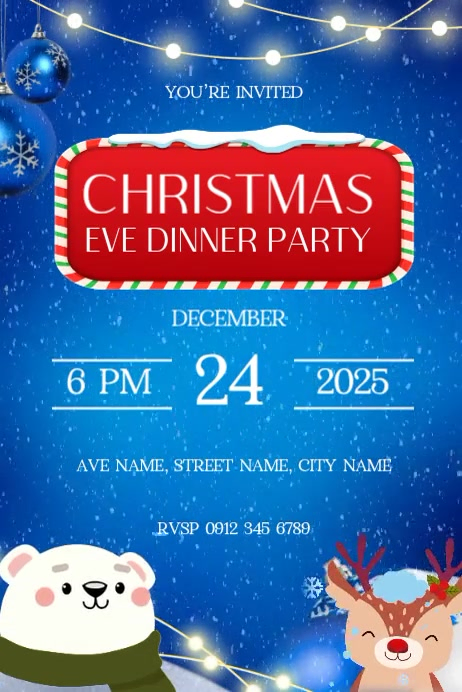 Christmas Dinner Invitation Template | PosterMyWall