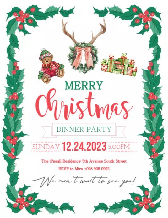 Christmas Dinner Invitation Template | PosterMyWall