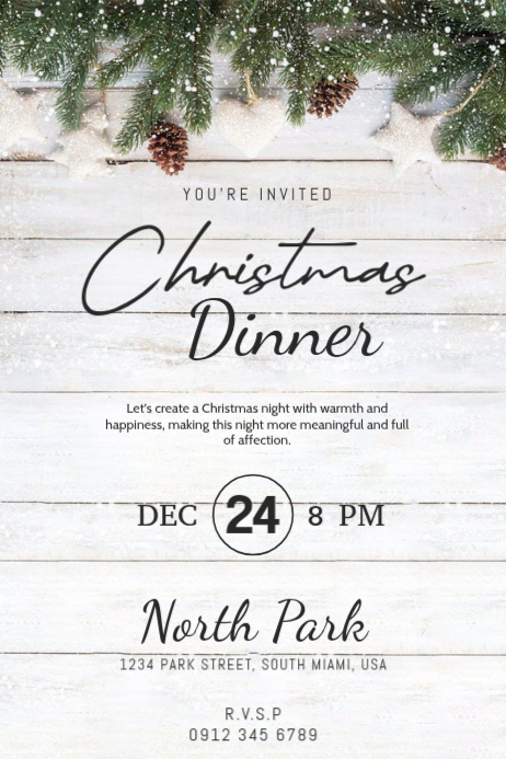 Christmas Dinner Invitation Template | PosterMyWall