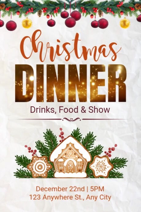 Christmas Dinner Invitation Template | PosterMyWall