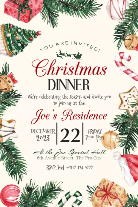 Christmas Dinner Invitation Layout Template | PosterMyWall
